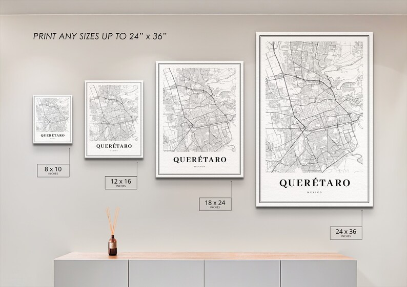 Queretaro Mexico Map Print, Map Art Poster, Santiago De Querétaro ...