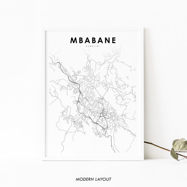 Mbabane Swaziland Eswatini Map Art - Etsy