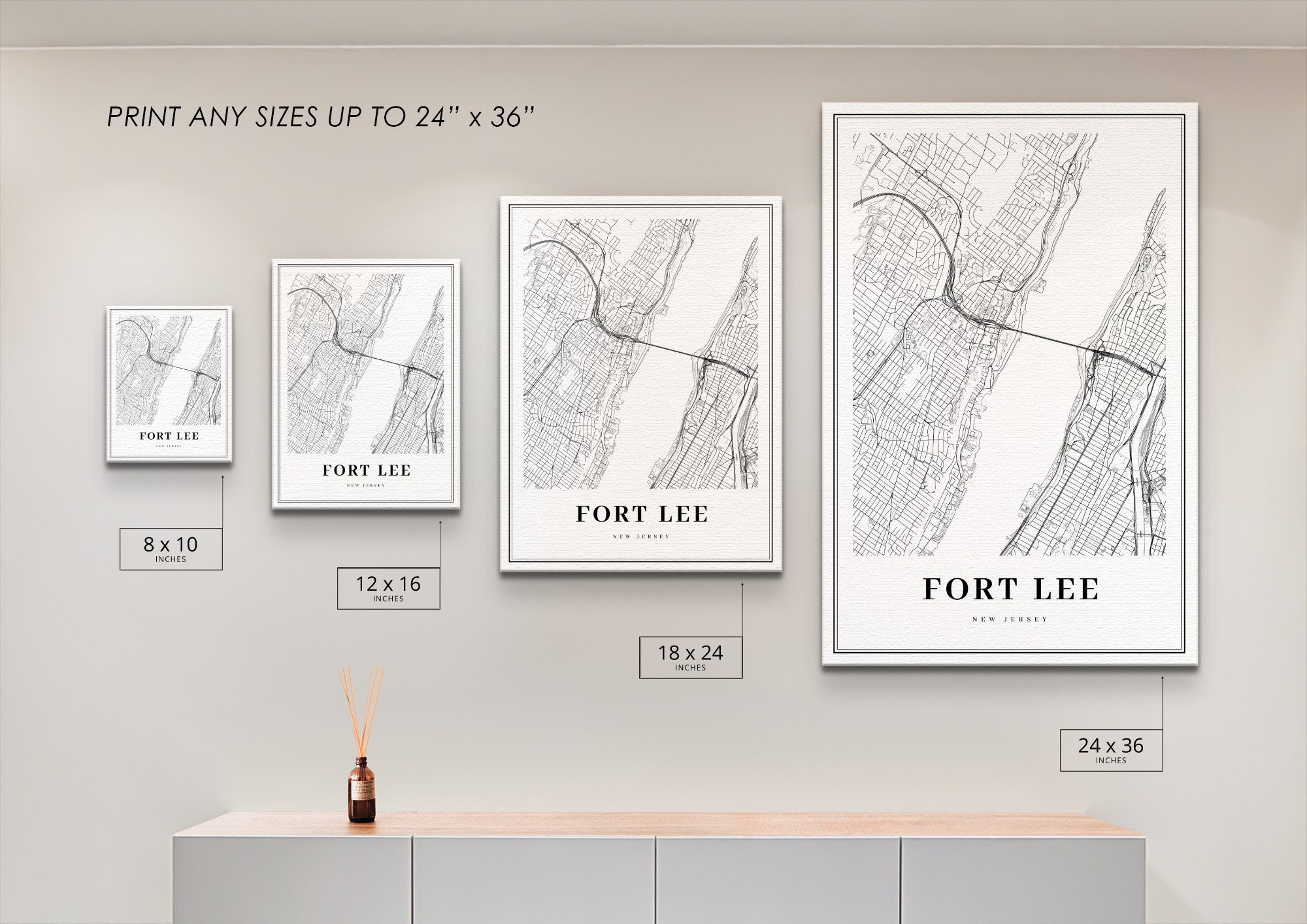 Fort Lee NJ Map Print New Jersey USA Map Art Poster Bergen | Etsy