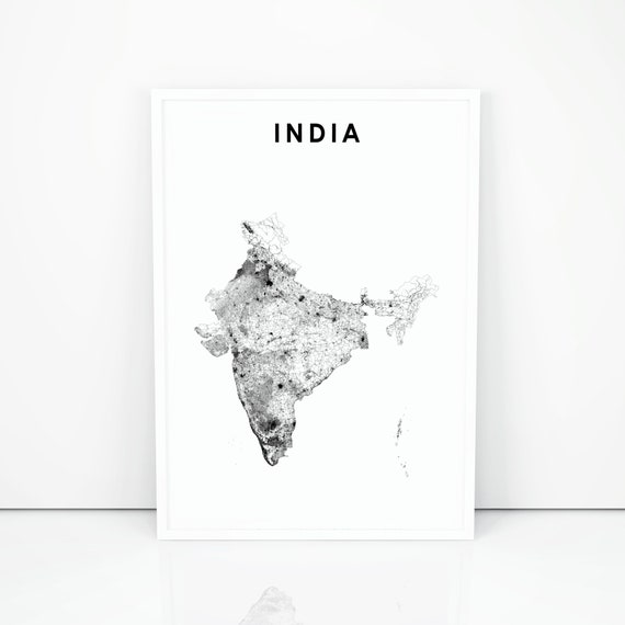 India Map Print Road Map Art Poster Bhārat Gaṇarājya Mumbai | Etsy