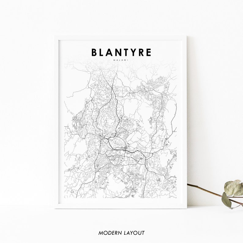 Blantyre Malawi Map Print Map Art Poster City Street Road - Etsy