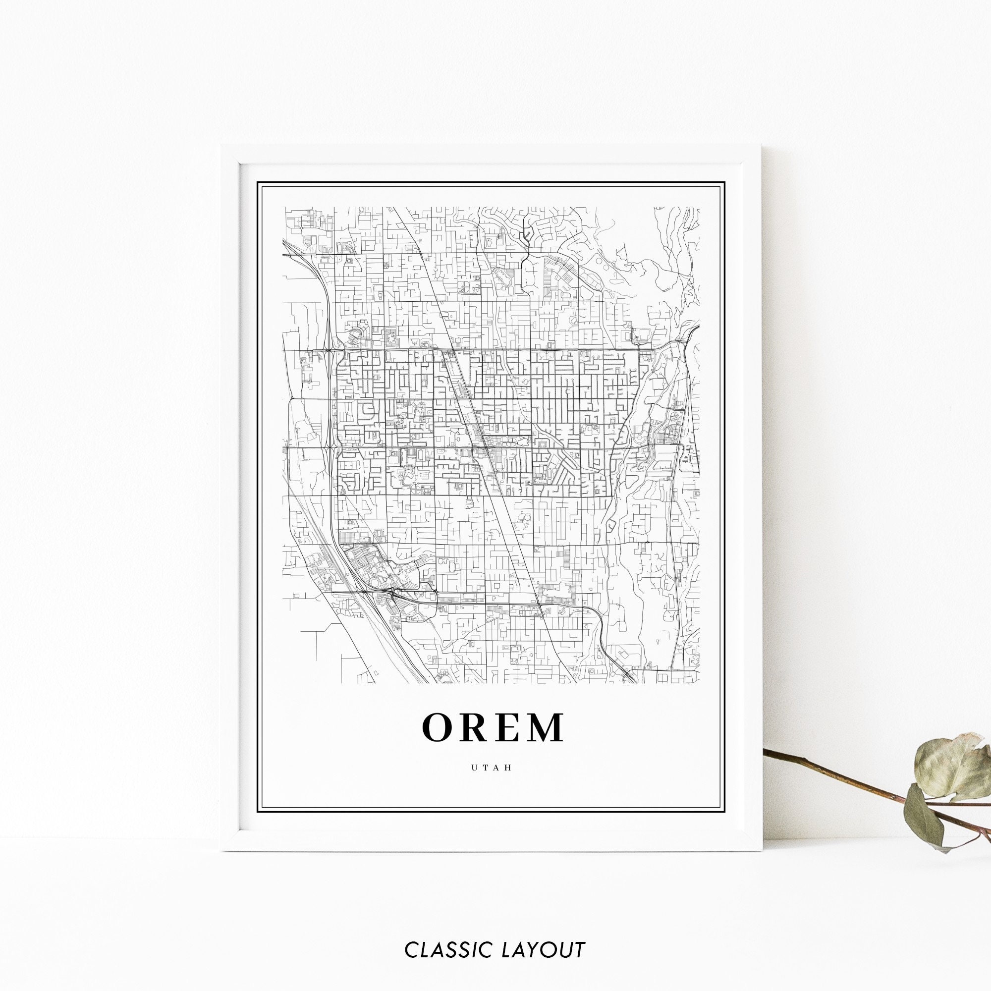 Orem UT Map Print, Utah USA Map Art Poster, Provo-orem Salt Lake City ...