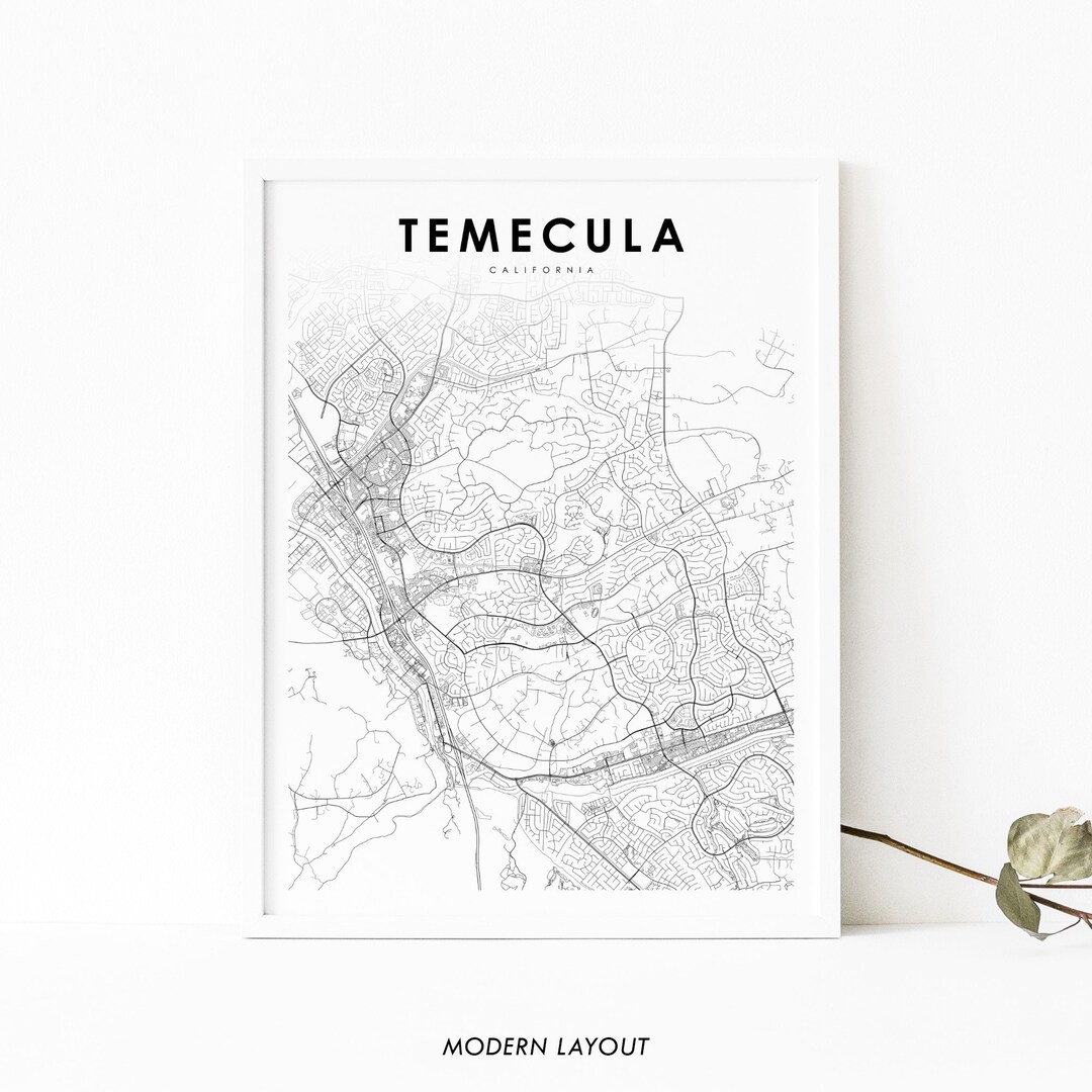 Temecula CA Map Print, California USA Map Art Poster, Riverside, City ...