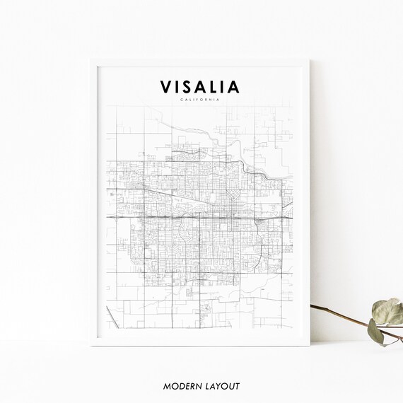 Visalia CA Map Print California USA Map Art Poster Tulare - Etsy