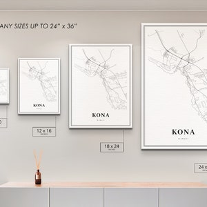 Kailua-kona HI Map Print, Hawaii USA Map Art Poster, Kona Big Island ...