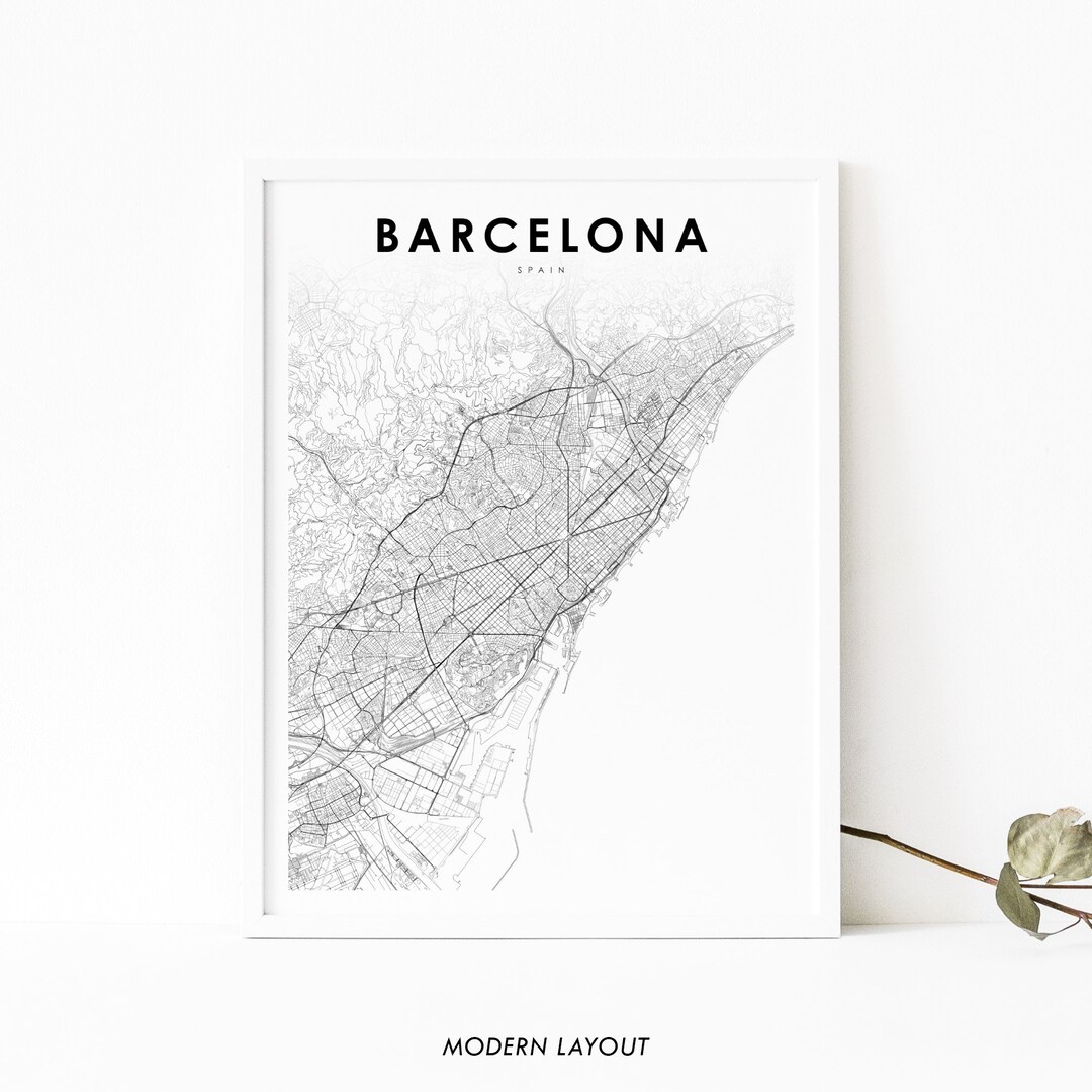 Barcelona Spain Map Print, España Map Art Poster, City Street Road Map ...