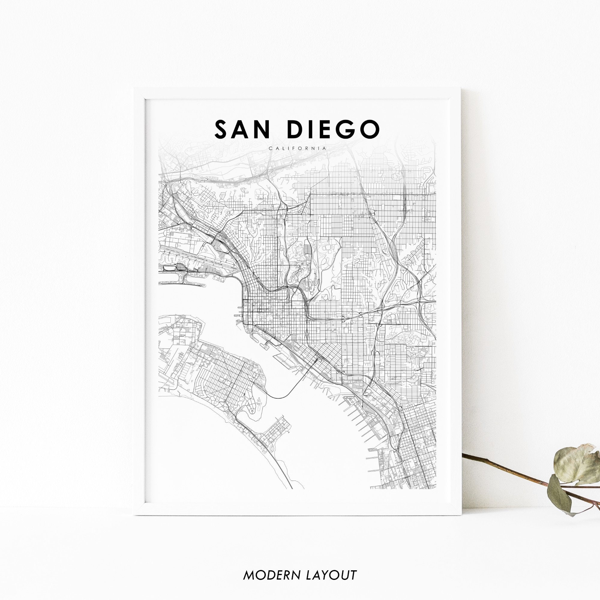 Downtown San Diego CA Map Print California USA Map Art | Etsy