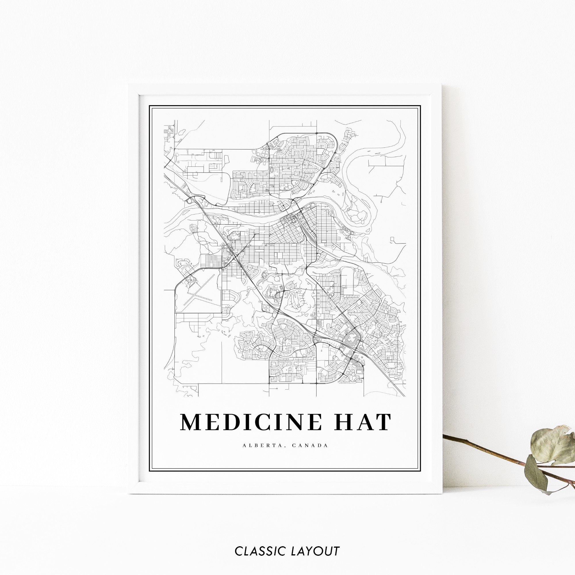 Medicine Hat Alberta Map Print AB Canada Map Art Poster | Etsy