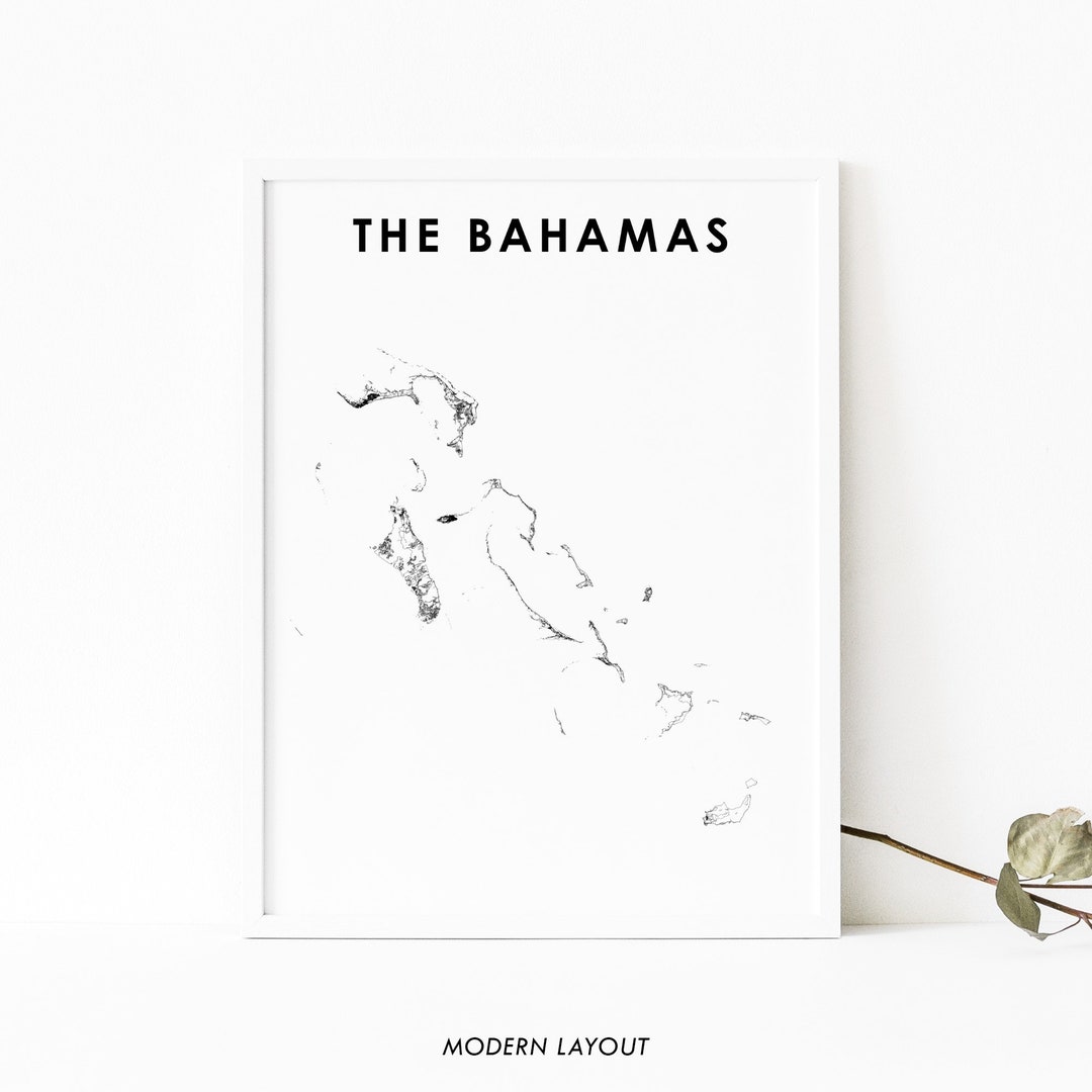 The Bahamas Map Print, Country Road Map Art Poster, Nassau Islands ...