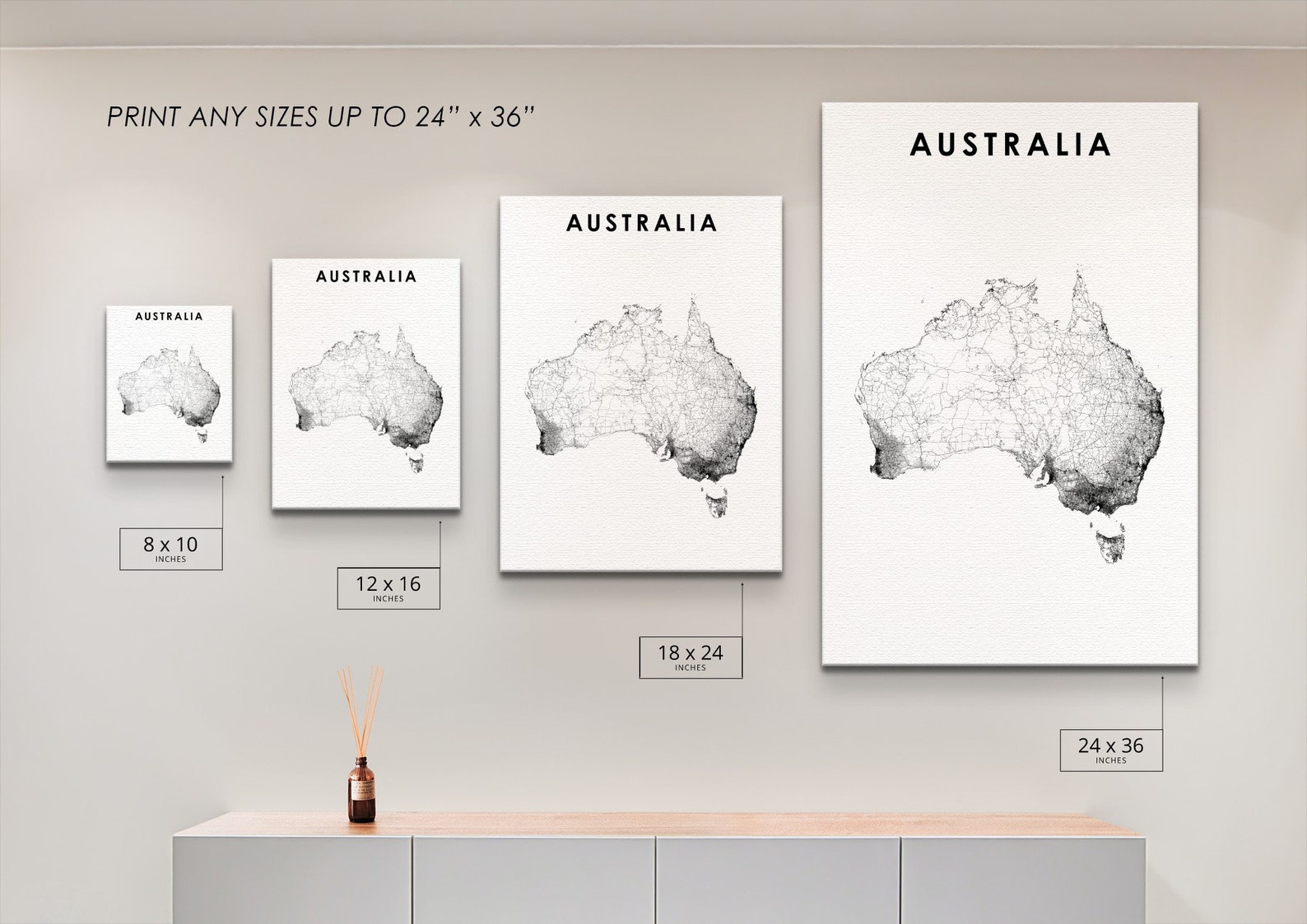 Australia Map Print Country Road Map Art Poster Sydney | Etsy