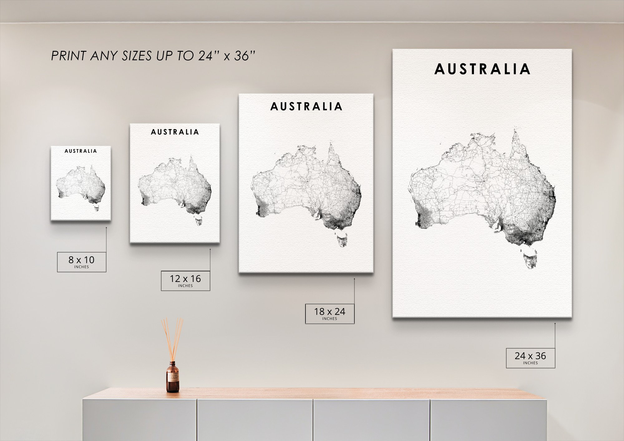 Australia Map Print Country Road Map Art Poster Sydney - Etsy