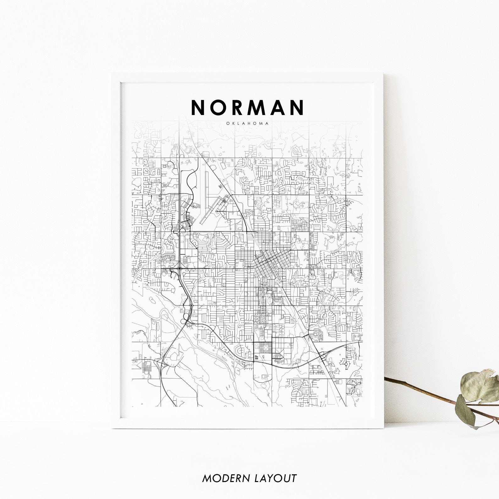 Norman OK Map Print Oklahoma USA Map Art Poster City Street - Etsy