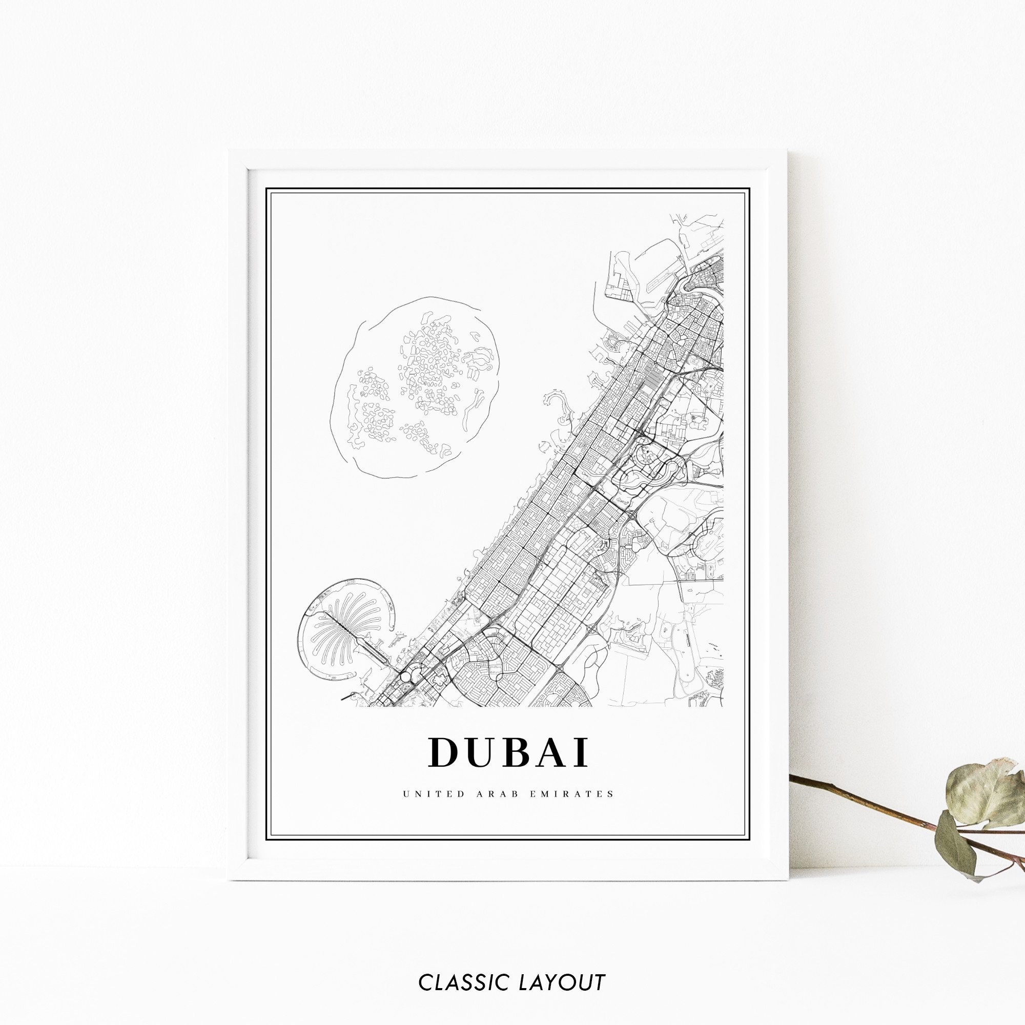 Dubai UAE Map Print, United Arab Emirates Map Art Poster, دبي Dubay ...