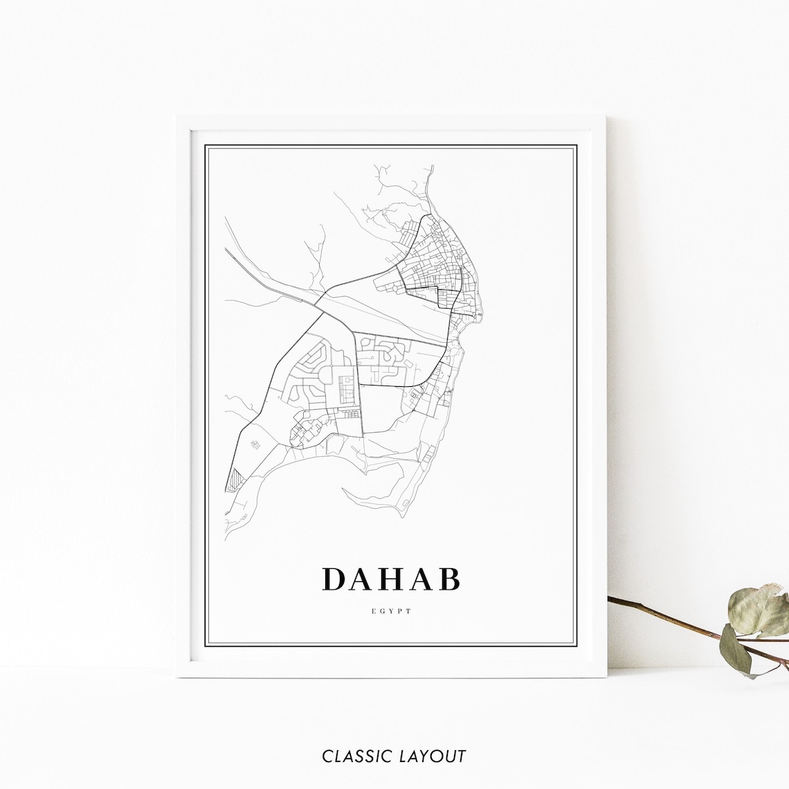 Dahab Egypt Map Print, Map Art Poster, دهب Sinai Bedouin Arab, City ...