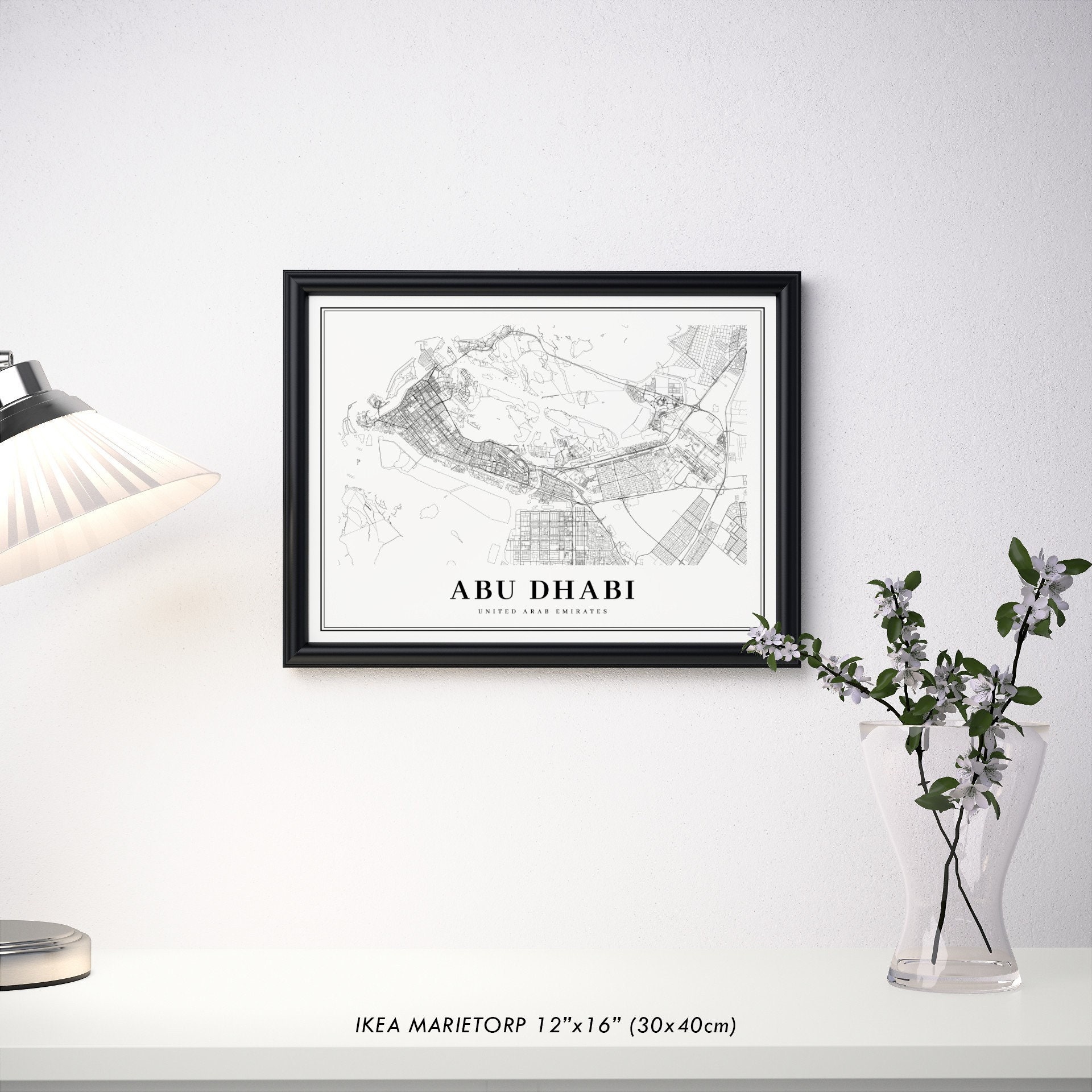 Abu Dhabi UAE Map Print, United Arab Emirates Map Art Poster, أبوظبي ...