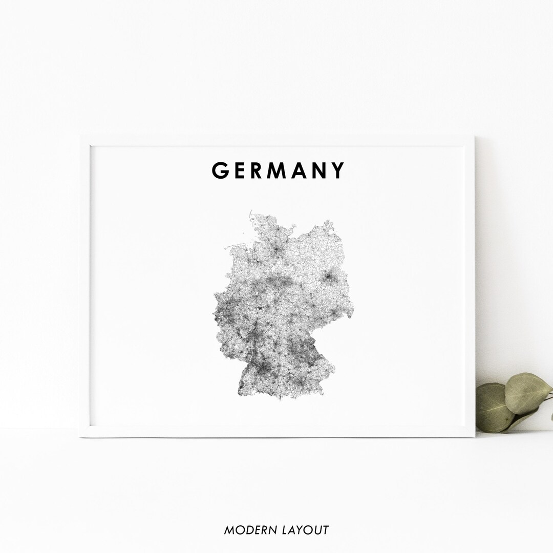 Germany Map Print, Country Road Map Art Poster, Deutschland Deutsch ...