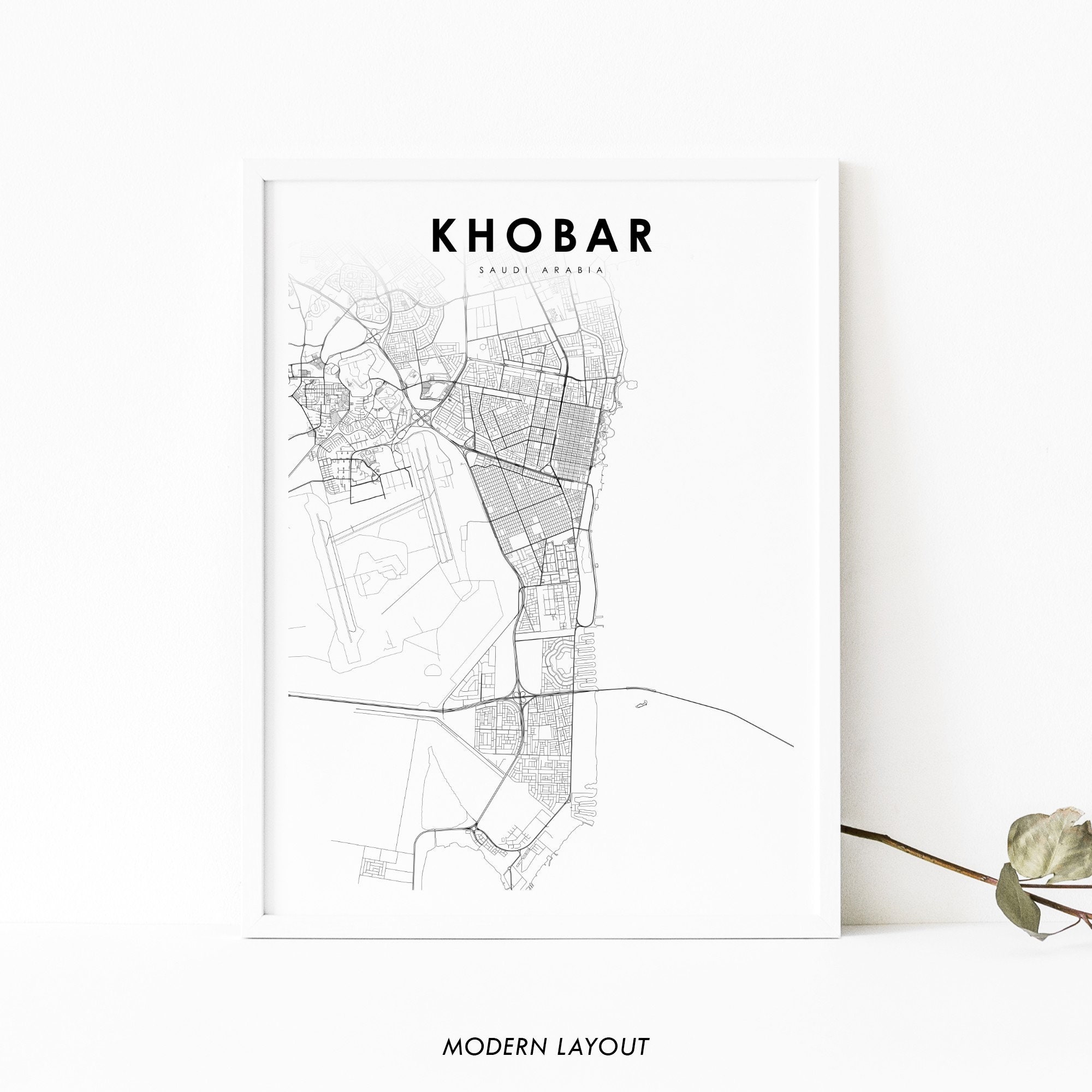 Khobar Saudi Arabia Map Print Map Art Poster Al-Khobar | Etsy