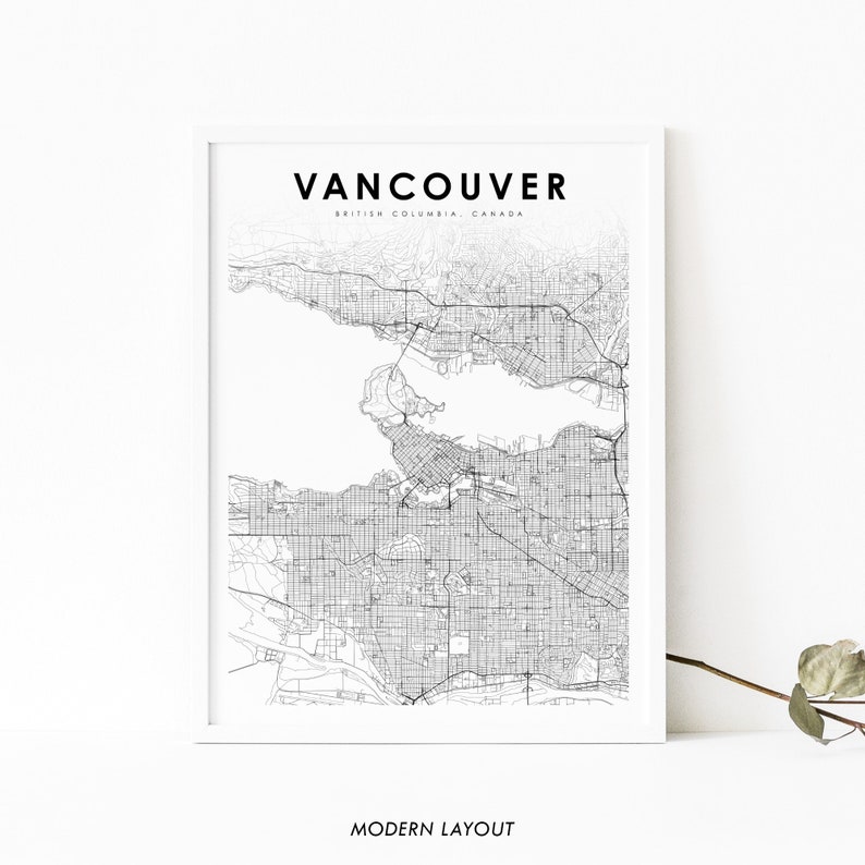 Vancouver BC Map Print British Columbia Canada Map Art - Etsy Canada