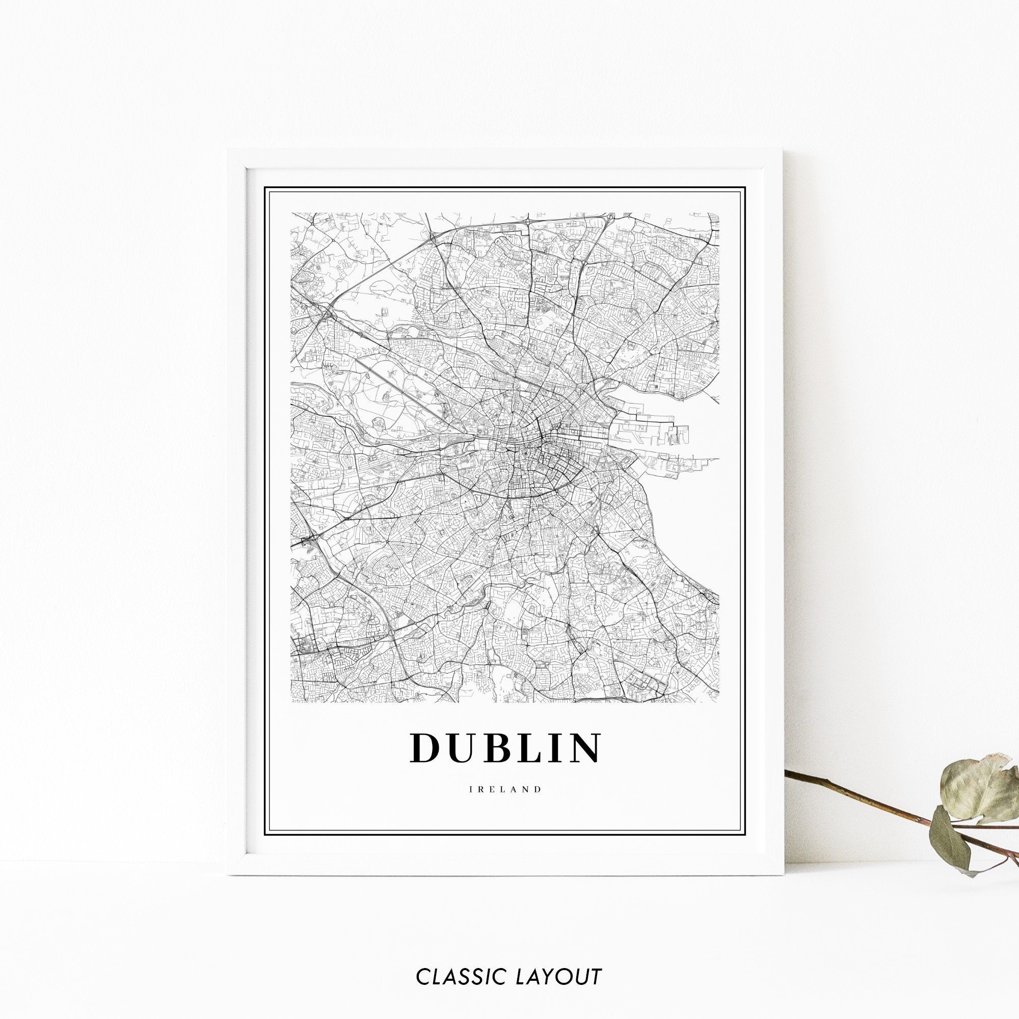 Dublin Area Ireland Map Print, Map Art Poster, Baile Átha Cliath, City ...