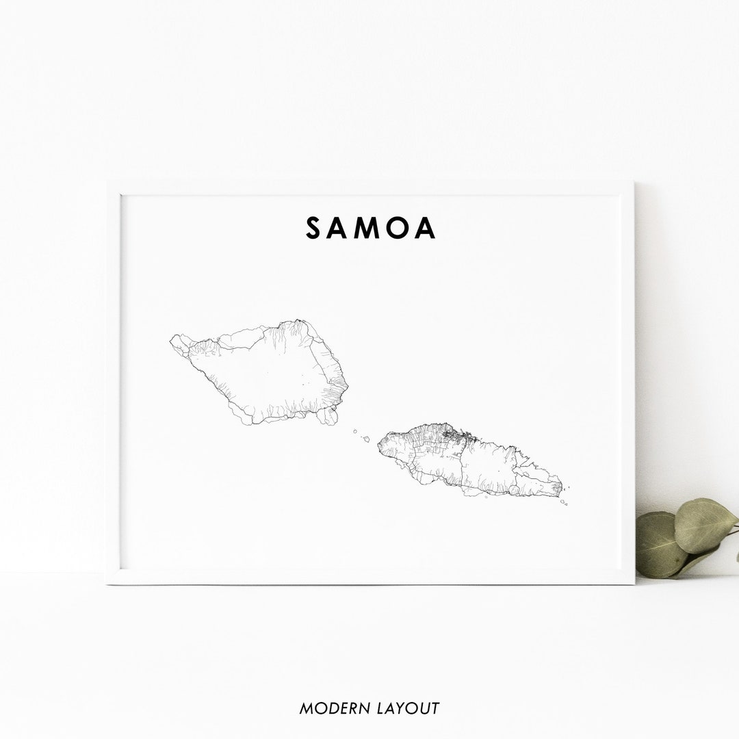 Samoa Map Print, Country Road Map Art Poster, Sāmoa Samoan Islands ...