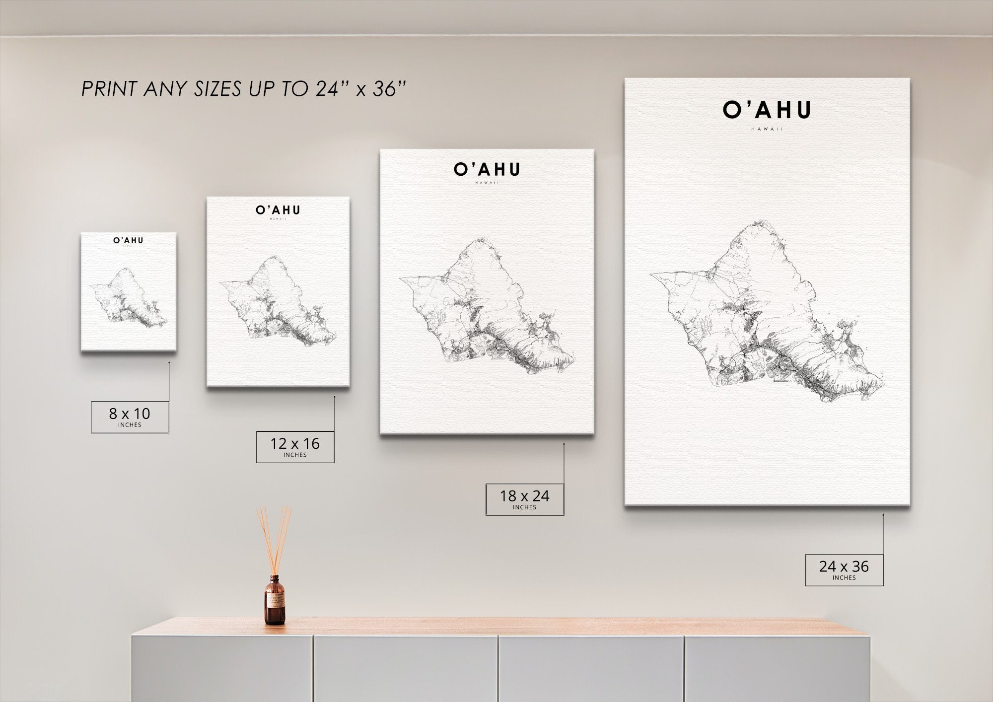 Oahu HI Map Print O'ahu Hawaii USA Map Art Poster - Etsy