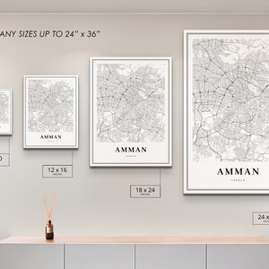 Amman Jordan Map Print, Map Art Poster, City Street Road Map Print ...