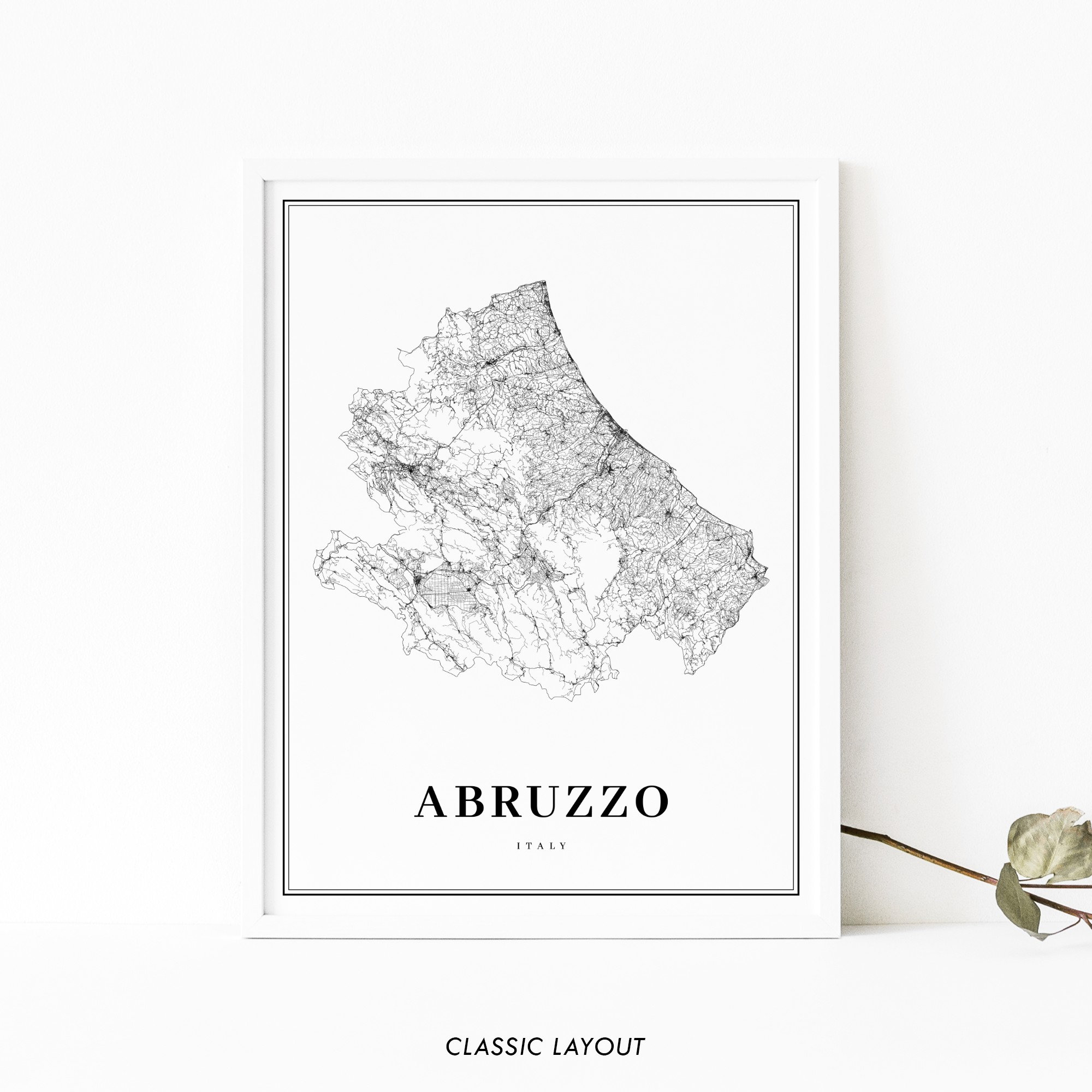 Abruzzo Italy Map Print Road Map Art Poster Abruzzi Abbrùzzu | Etsy
