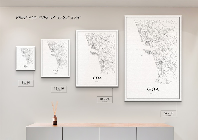 Goa India Map Print Map Art Poster Konkan Panaji City | Etsy