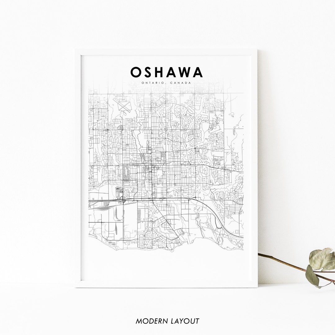 Oshawa Ontario Map Print ON Canada Map Art Poster City - Etsy