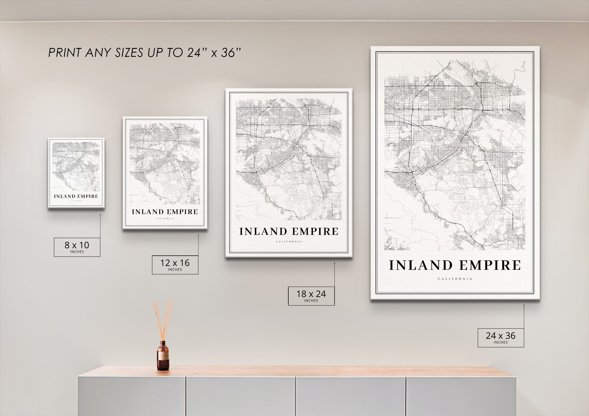 Inland Empire CA Map Print California USA Map Art Poster - Etsy