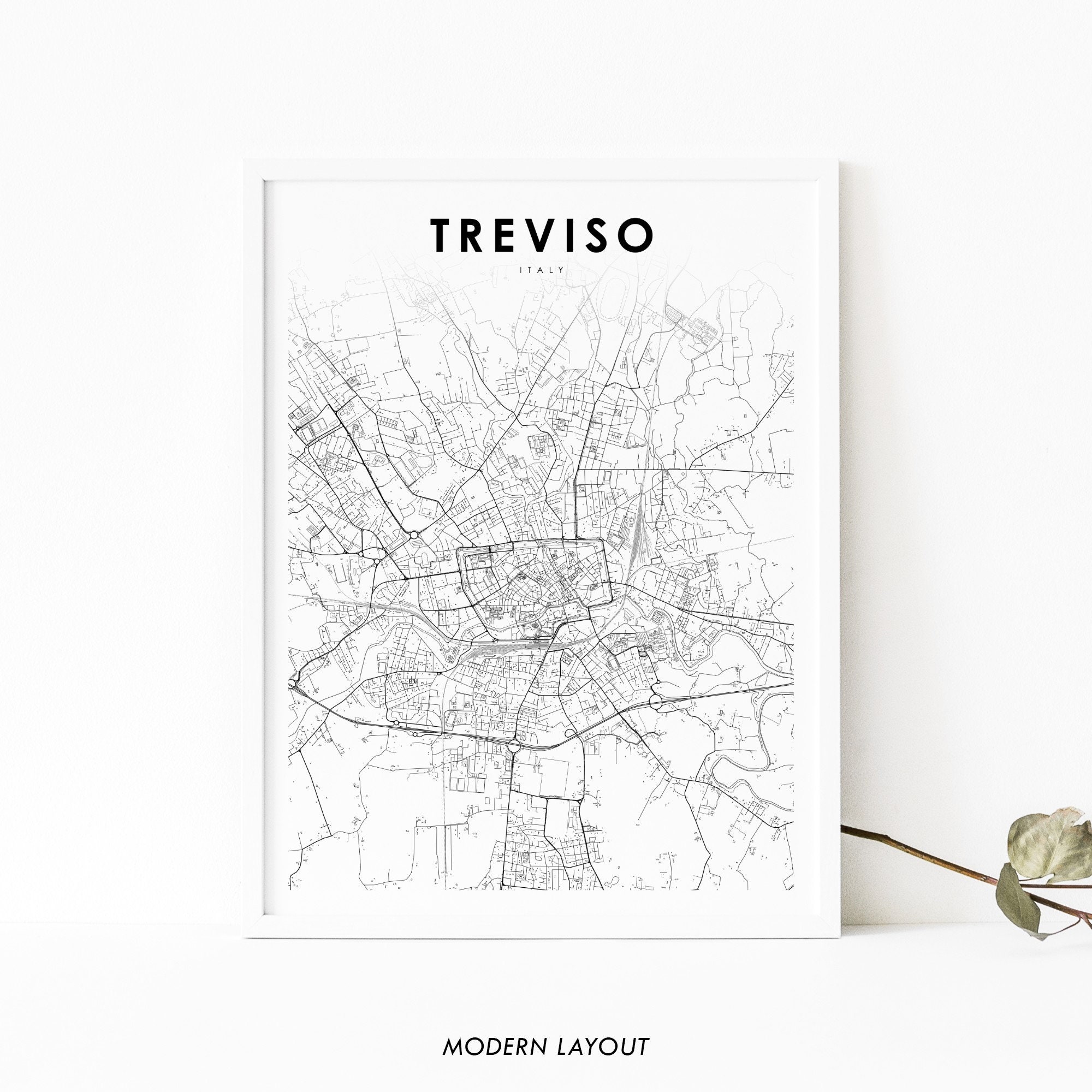 Art & Collectibles Prints Letterpress Prints TREVISO Italy map poster ...