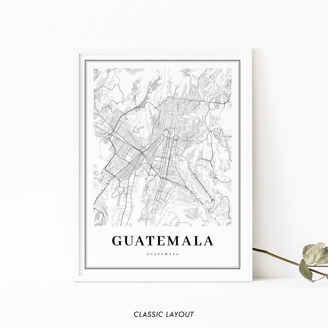 Guatemala City Map Print, Guatemala Map Art Poster, City Street Road ...