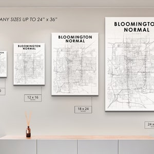 Bloomington-normal IL Map Print, Illinois USA Map Art Poster, Blono ...