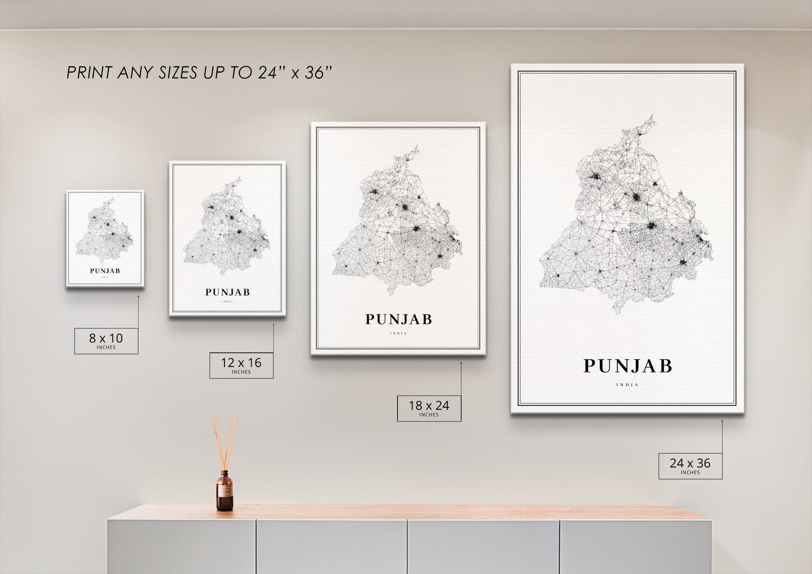 Punjab India Map Print Road Map Art Poster Ludhiana - Etsy UK