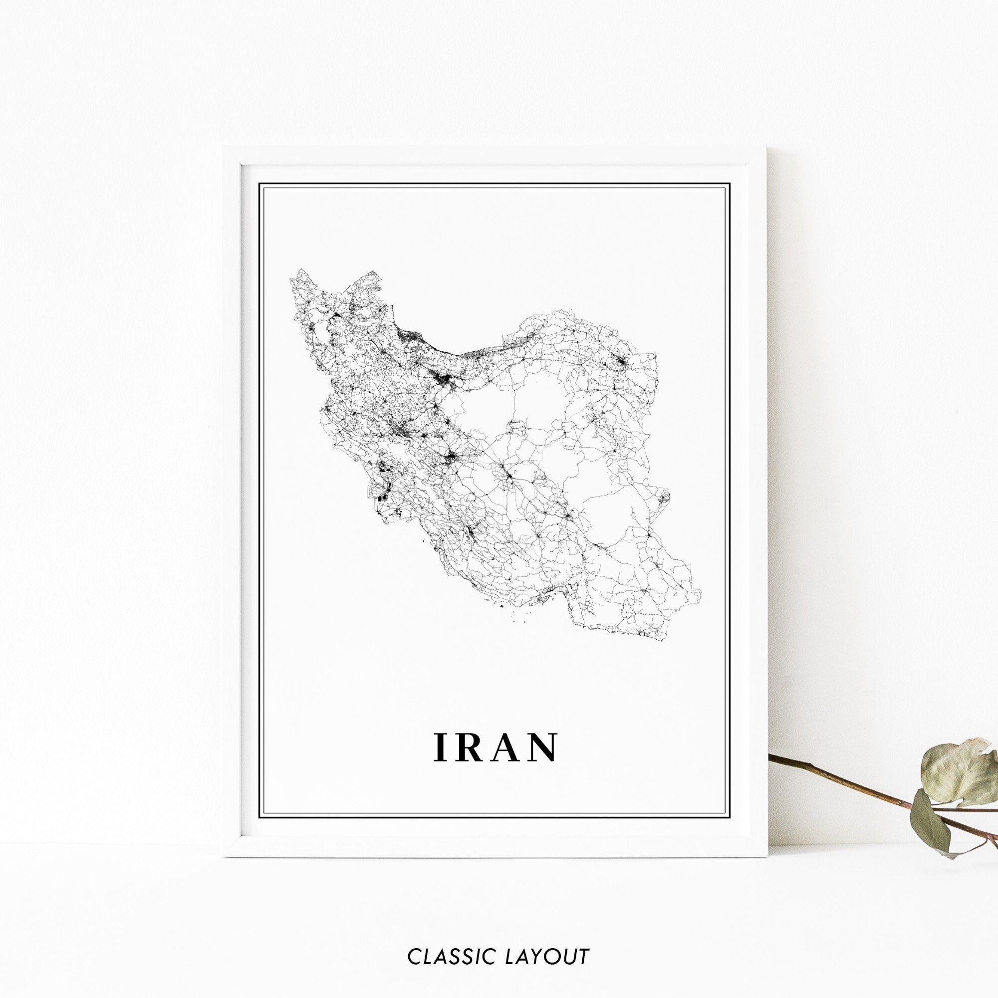 Iran Map Print Road Map Art Poster Islamic Republic of Irān | Etsy