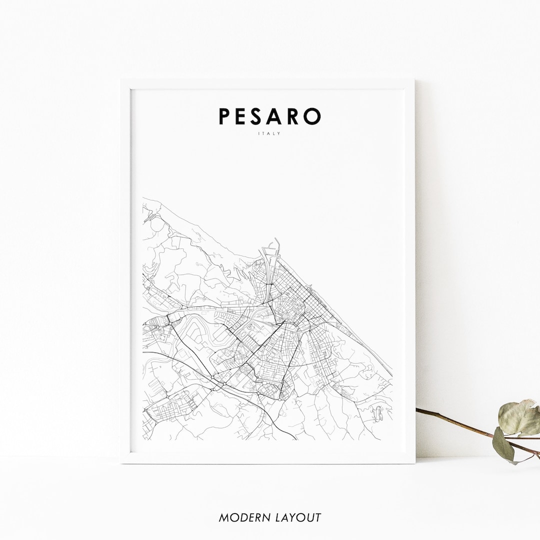 Pesaro Italy Map Print, Pezaro Marche Italia Map Art Poster, City ...