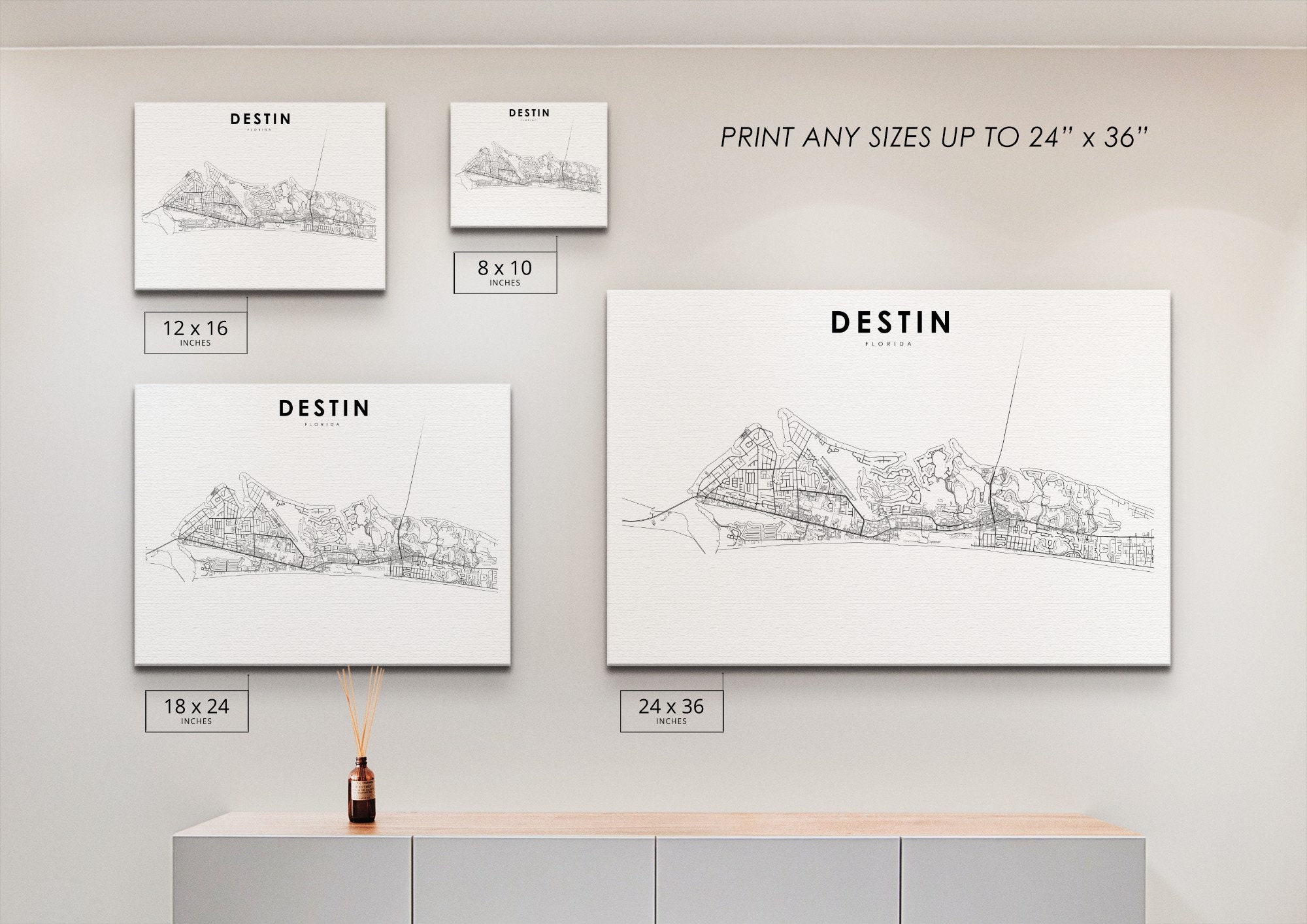 Destin FL Map Print Florida USA Map Art Poster Henderson | Etsy