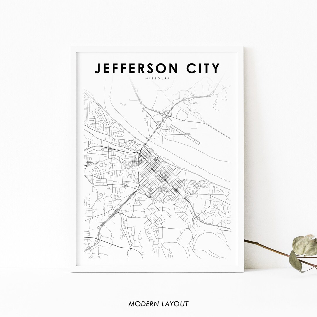 Jefferson City MO Map Print, Missouri USA Map Art Poster, Jeff City ...