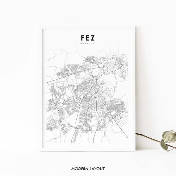 Fez Morocco Map Print Fès Map Art Poster City Street Road | Etsy
