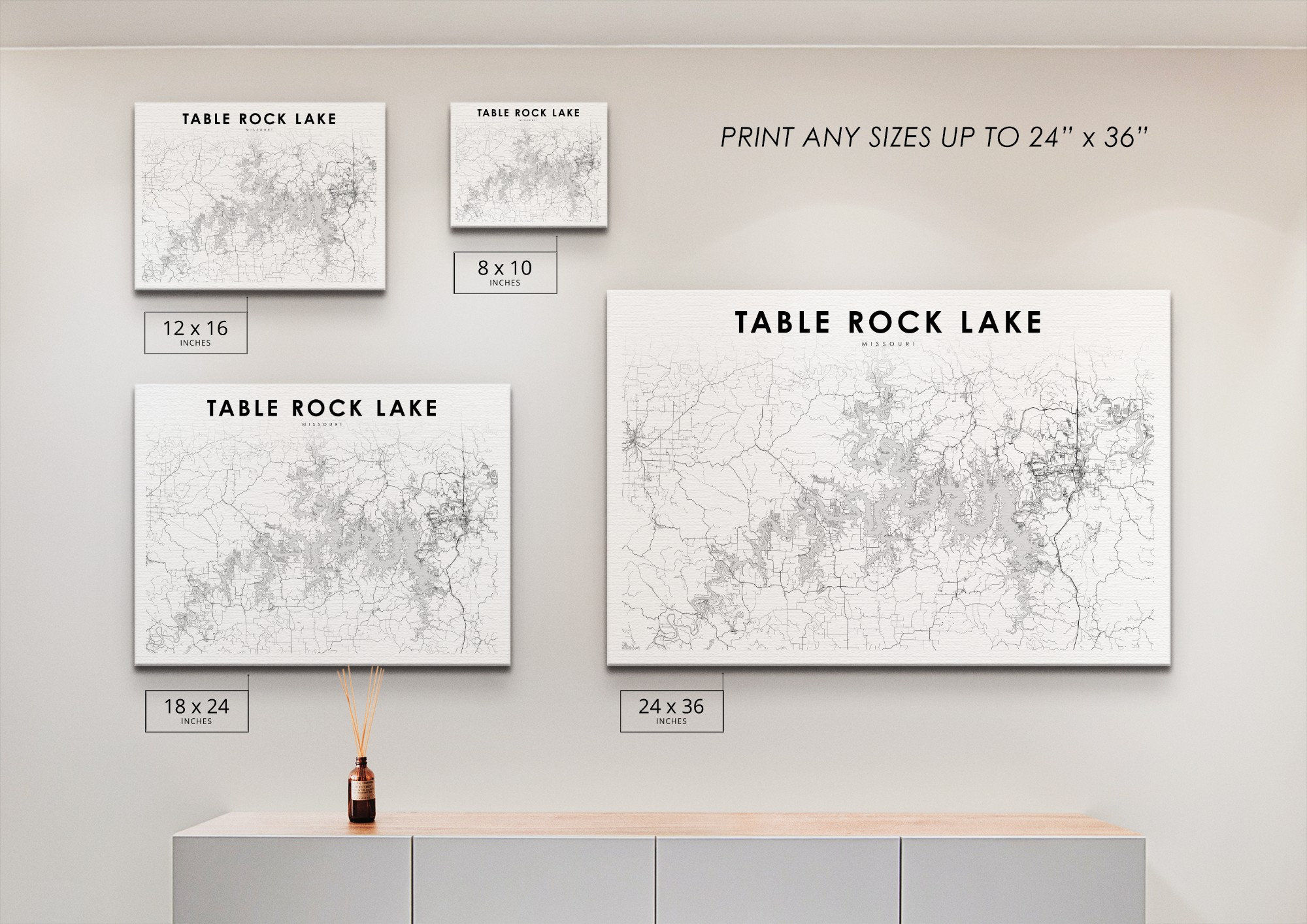 Table Rock Lake MO Map Print, Missouri USA Map Art Poster, City Street ...