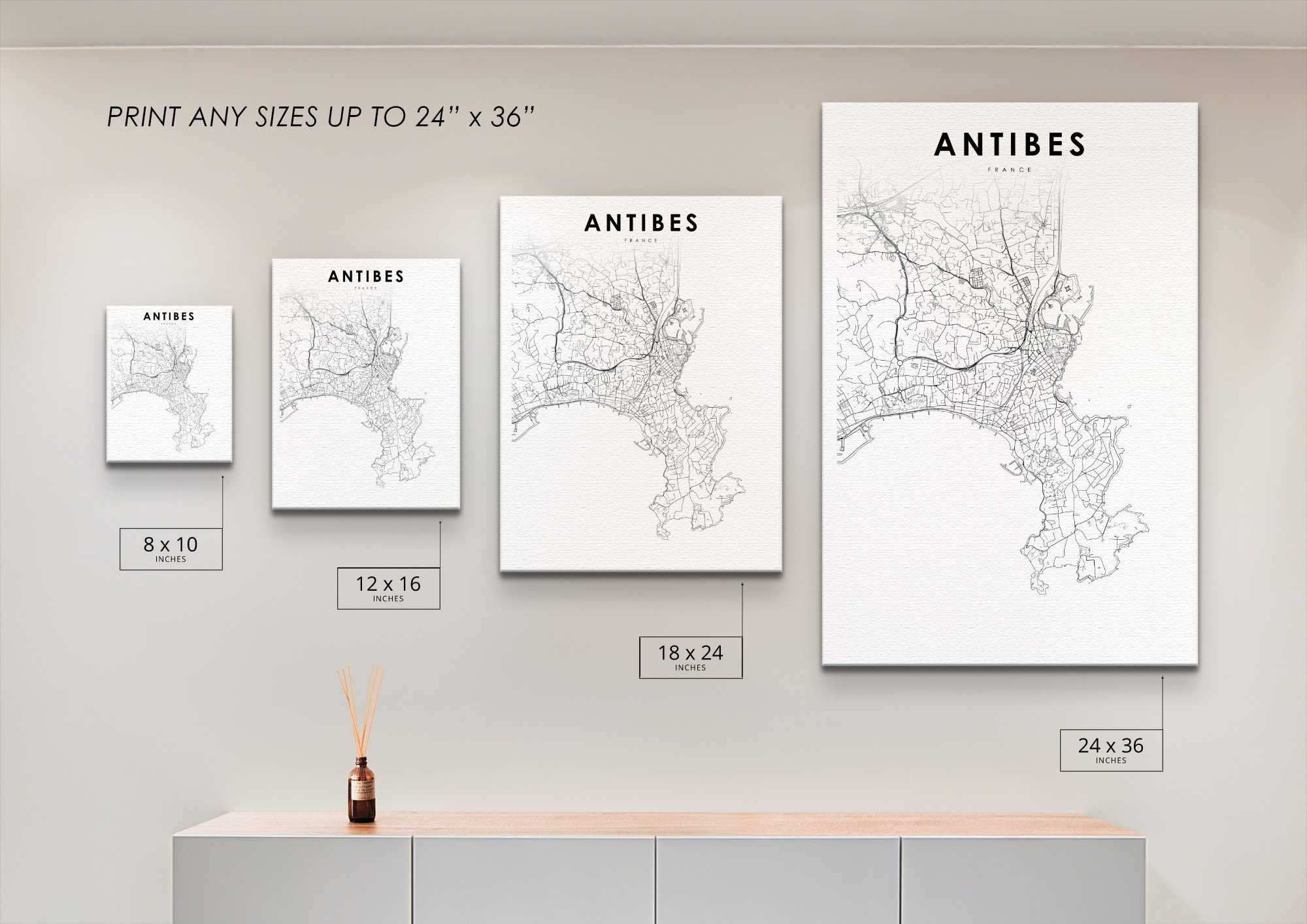 Antibes France Map Print Map Art Poster Antíbol Alpes-côte | Etsy