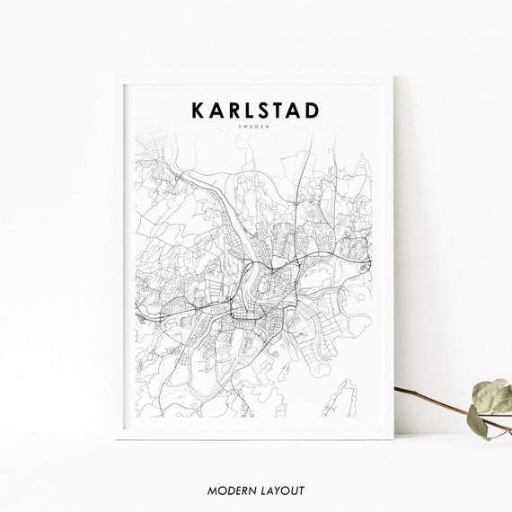 Karlstad Sweden Map Print Map Art Poster Värmland County | Etsy
