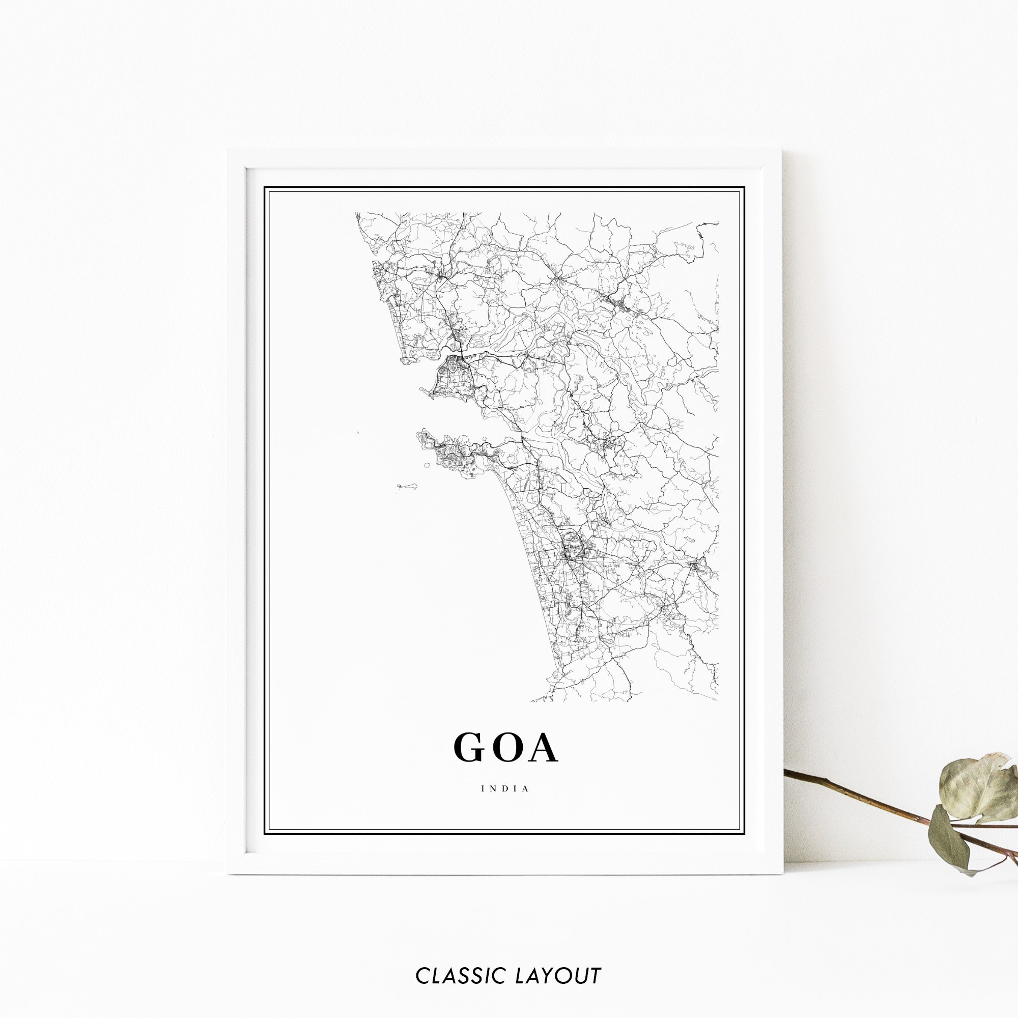 Goa India Map Print Map Art Poster Konkan Panaji City | Etsy
