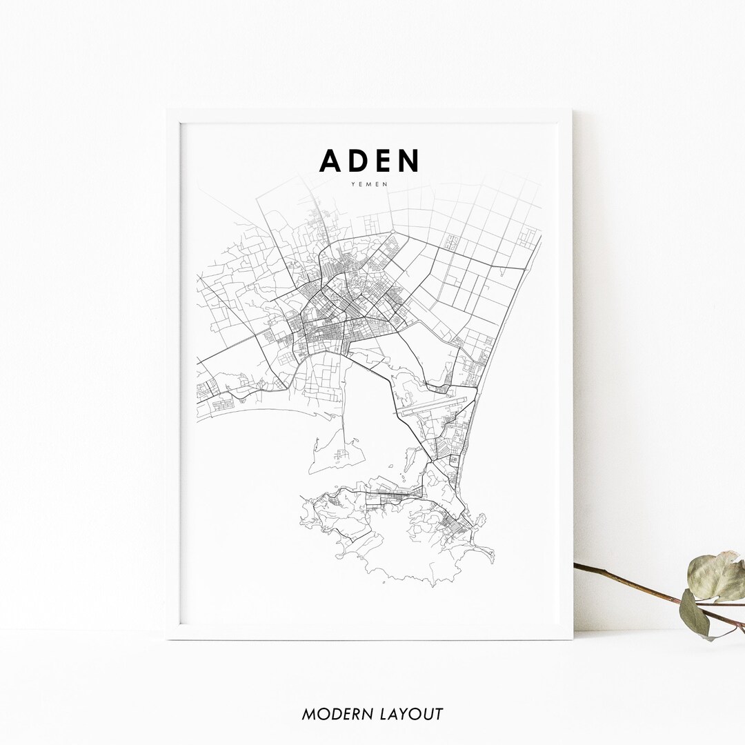 Aden Yemen Map Print, Map Art Poster, عدن Adin Adan Shaykh Uthman, City ...