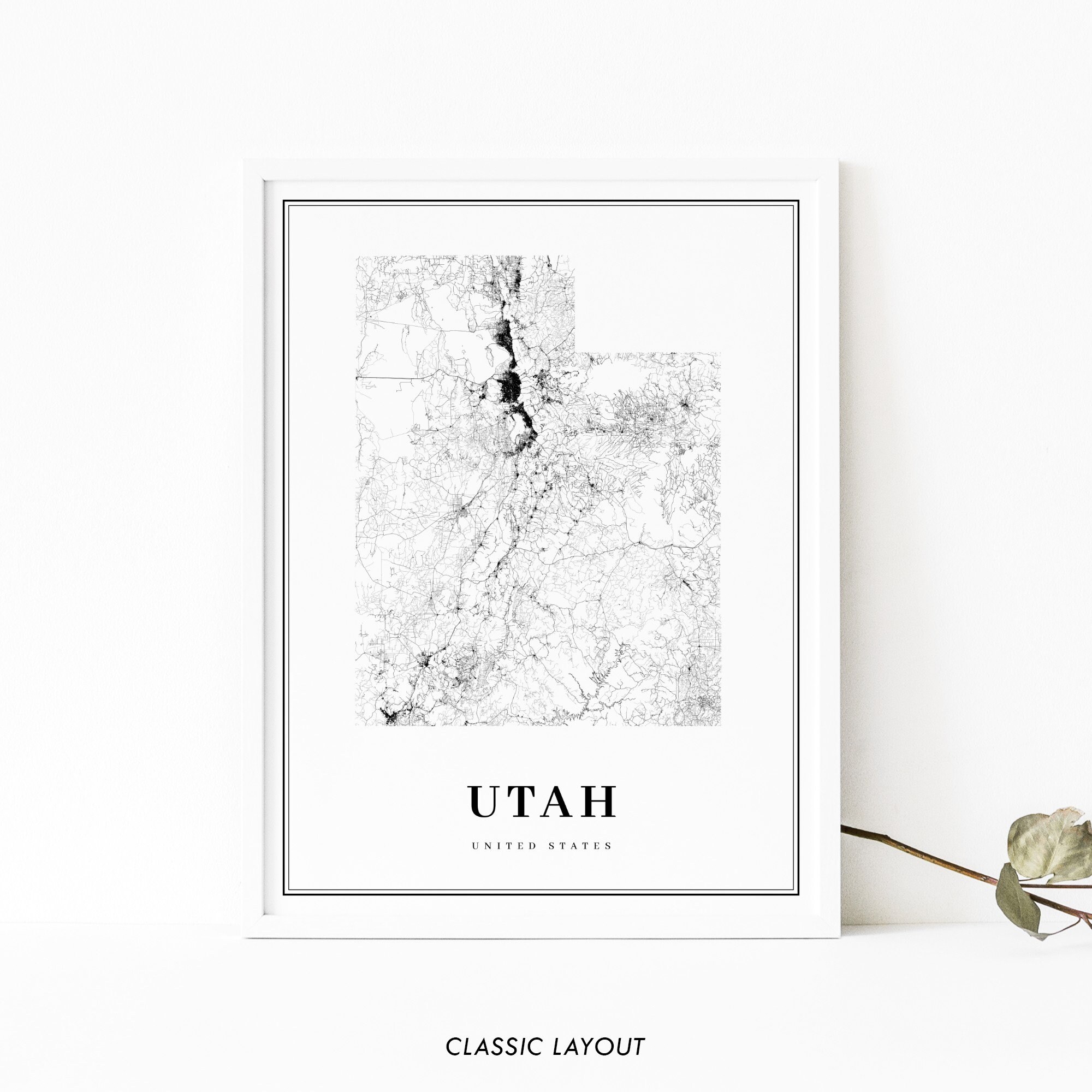 Utah Map Print, State Road Map Print, UT USA United States Map Art ...