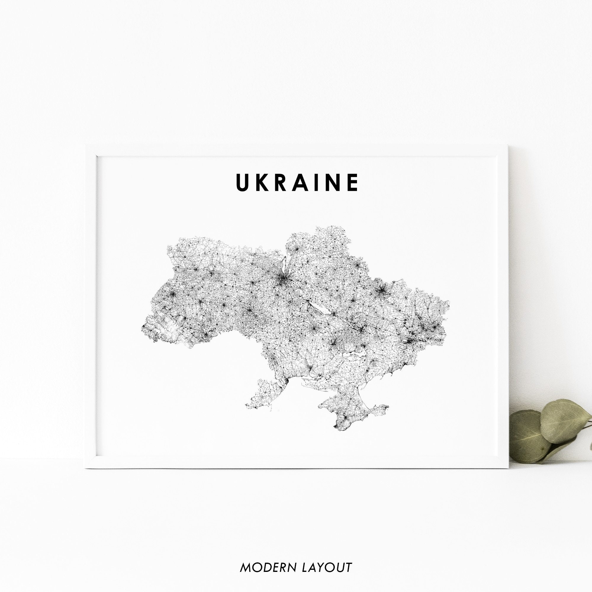 Ukraine Map Print, Country Map Art Poster, Україн Ukrayina City Road ...