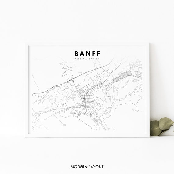 Banff Alberta Map Print AB Canada Map Art Poster Canmore - Etsy Canada