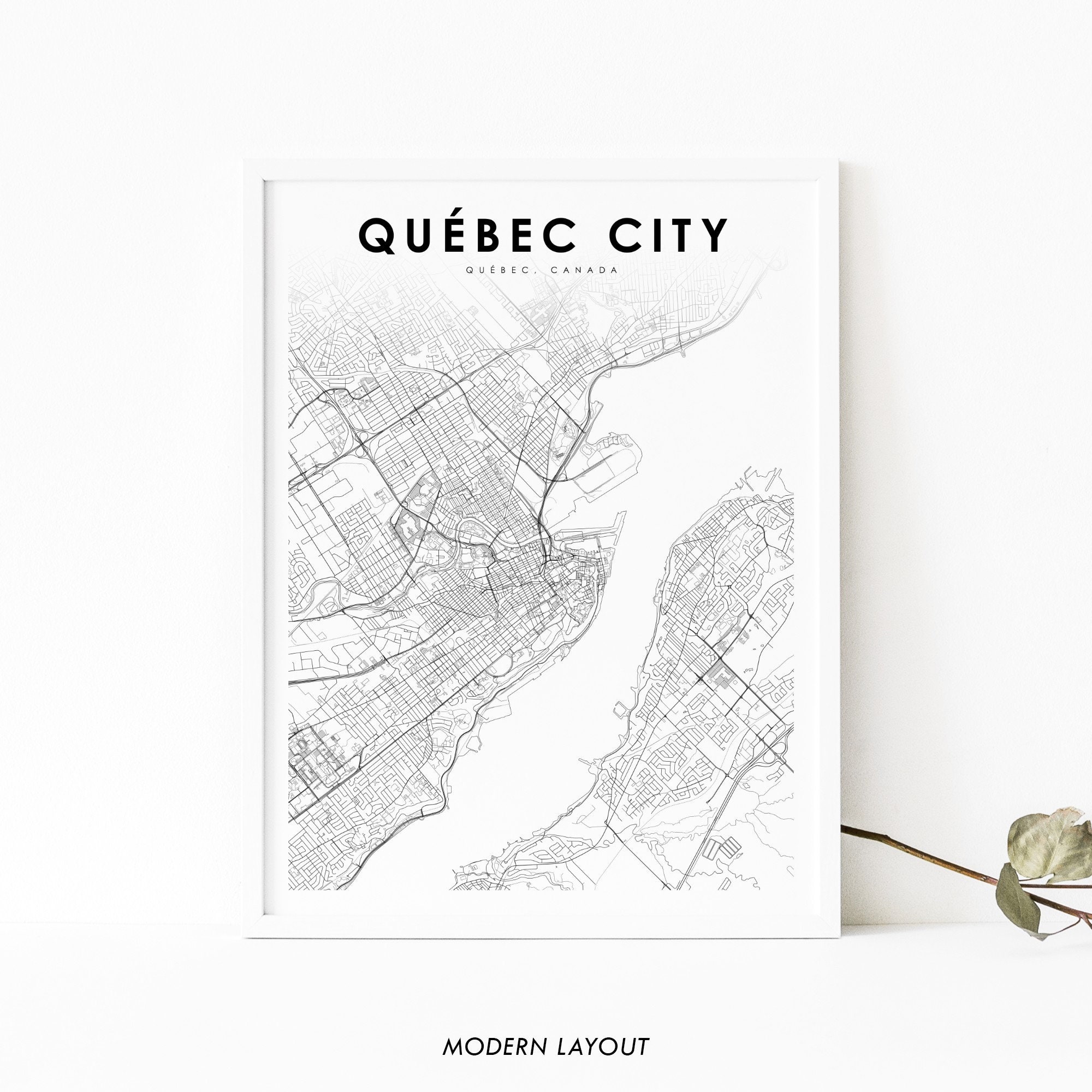 Quebec City Map Print Québec Map Print QC Canada Map Art | Etsy