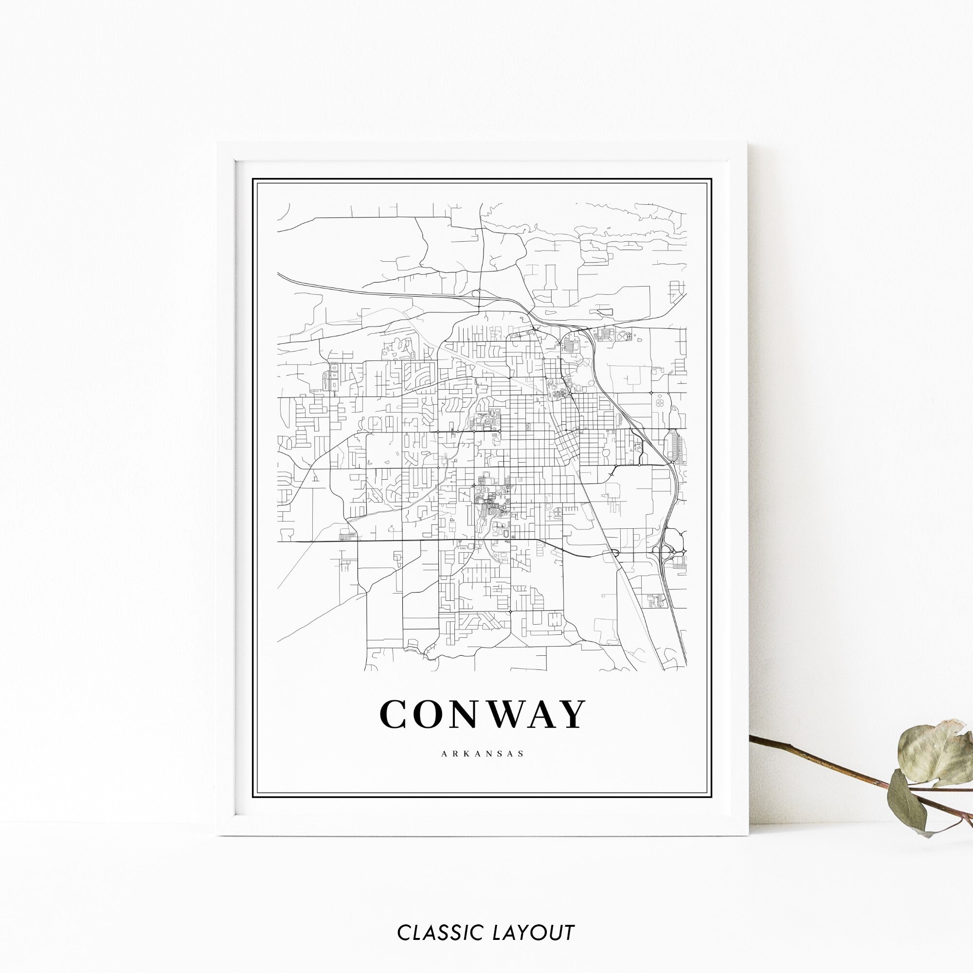 Conway AR Map Print Arkansas USA Map Art Poster City Street | Etsy