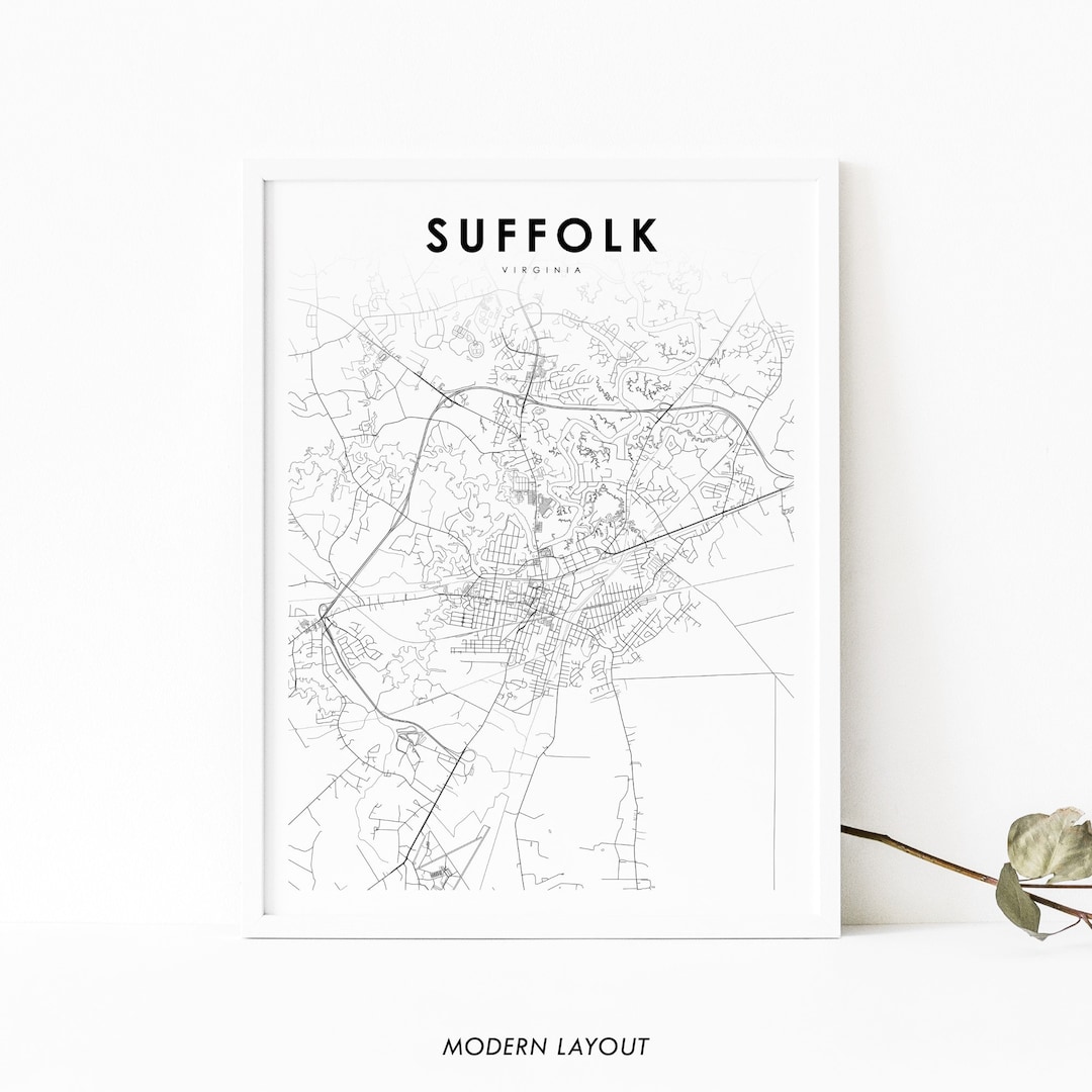 Suffolk VA Map Print, Virginia USA Map Art Poster, Hampton Roads, City ...